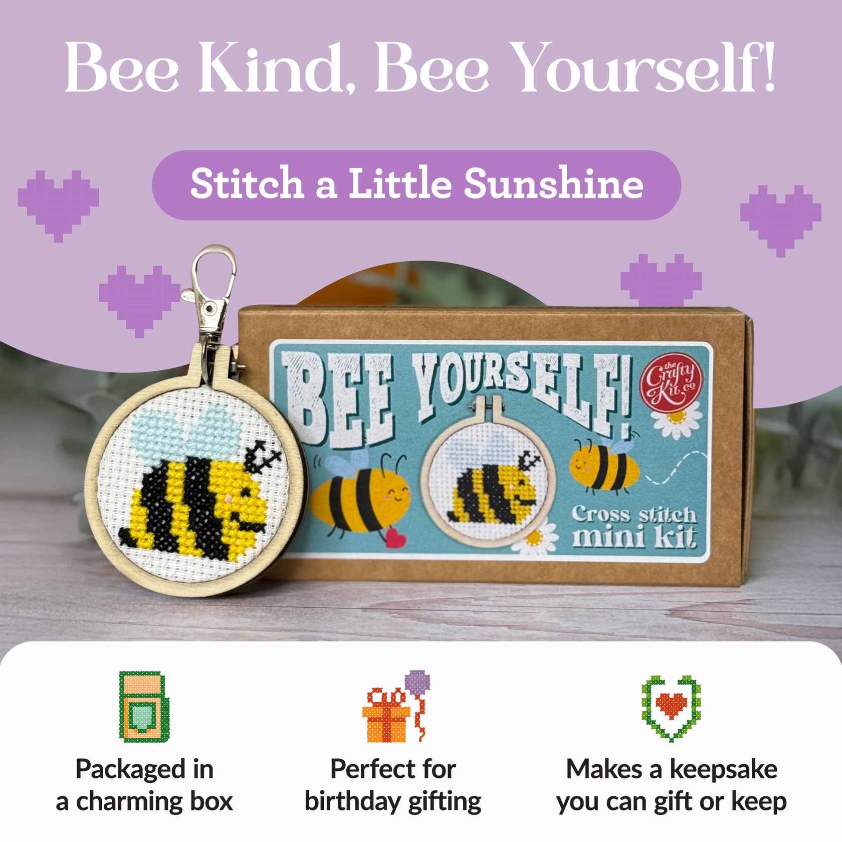 Bee Yourself! Mini Matchbox Cross Stitch Kit – The Crafty Kit Company