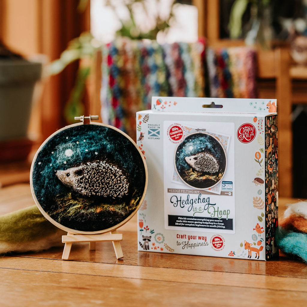 Hedgehog in a Hoop Needle Felting Craft Kit | The Crafty Kit Company
