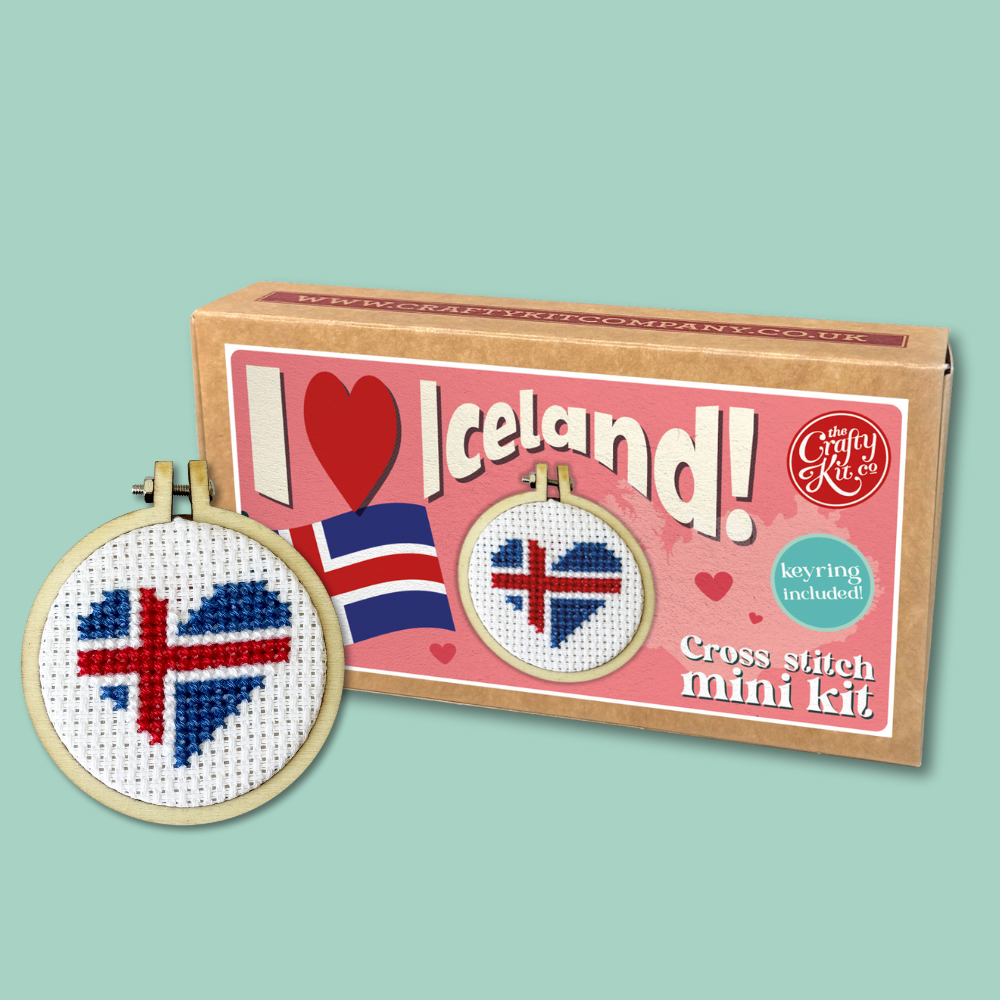 I Love Iceland! Mini Matchbox Cross Stitch Kit – The Crafty Kit Company
